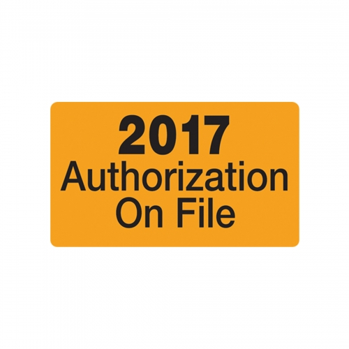 IFS Filing Systems LLC Label, 2017, Authorization on file, Orange with ...
