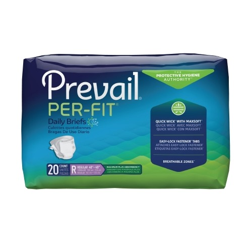 Unisex Adult Incontinence Brief Prevail® Per-Fit® Regular Disposable ...