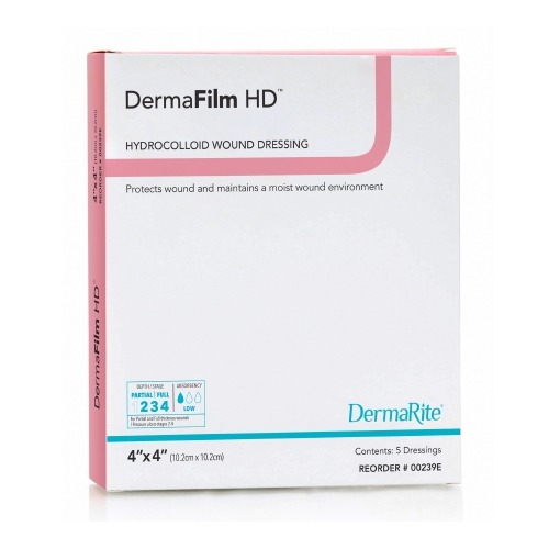 Hydrocolloid Dressing DermaFilm® HD 4 X 4 Inch Square Sterile ...