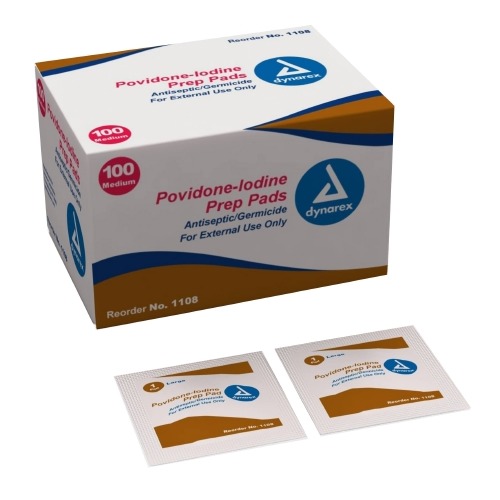 PVP Prep Pad Dynarex® 10% Strength Povidone-Iodine Individual Packet ...