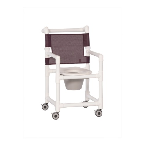 Commode / Shower Chair IPU® Fixed Arm PVC Frame Mesh Back 21 Inch Seat ...