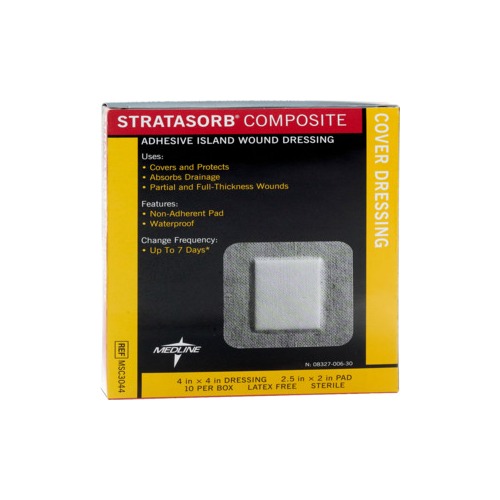 Medline Stratasorb Composite Island Dressing 4" x 4" - 60MSC3044 ...
