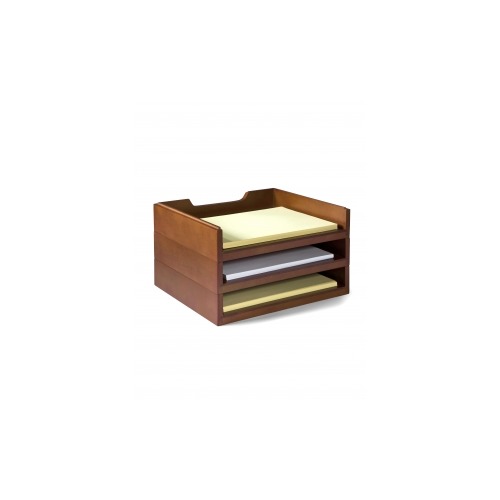 Bindertek Stacking Wood Desk Organizers, 3 Letter Tray Kit, Mahogany ...